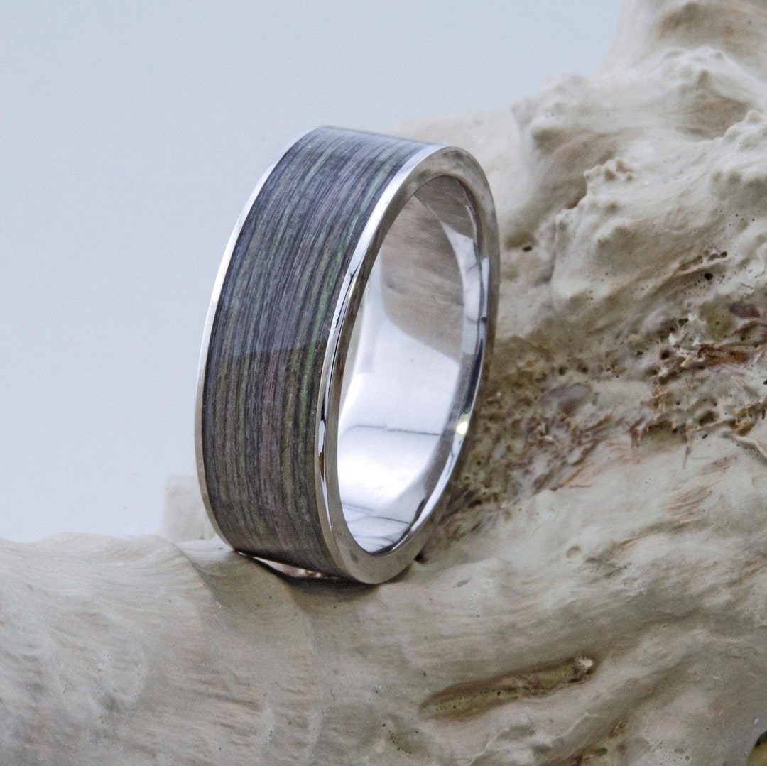 Men's Titanium Wedding Band With Poplar, Titanium Wedding Band Poplar ...