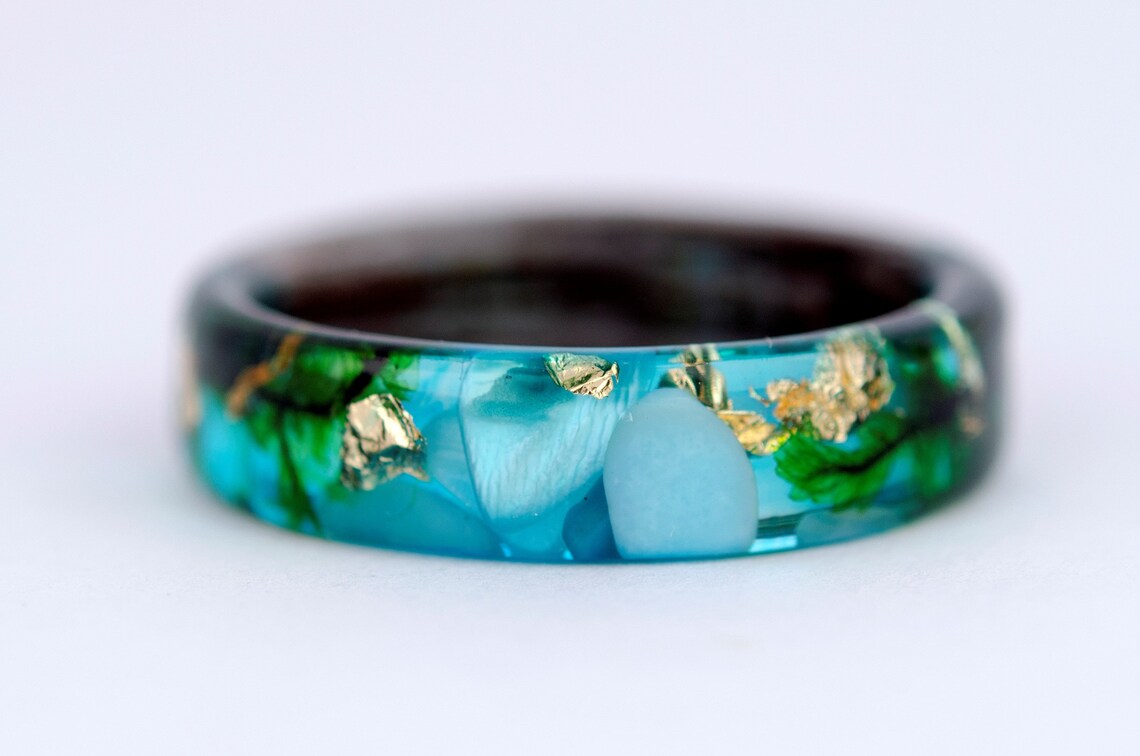 Forest Women Ring Wood Grass Resin Ring Women Nature Unique - Etsy