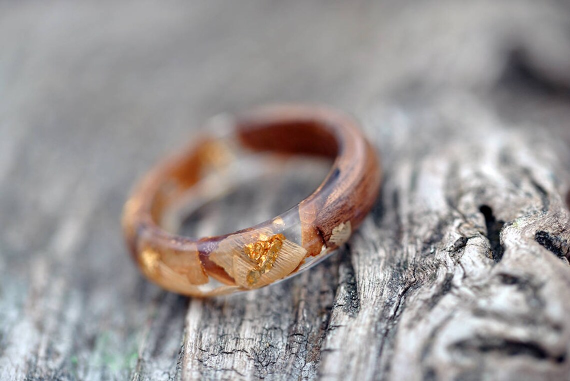 Wood resin rings flower resin rings mens resin rings resin | Etsy