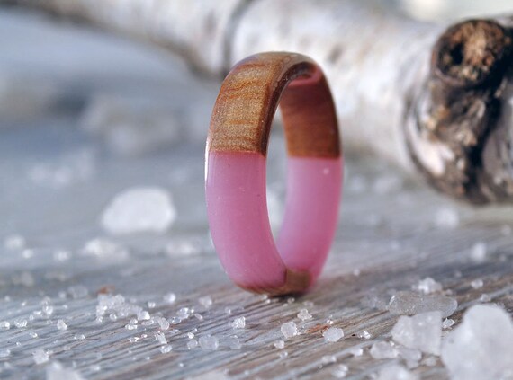 Pastel ring Pink ring Womens wood ringPersonalized | Etsy