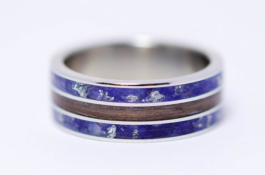 Men's Titanium Wedding Band With Poplar, Titanium Ring Poplar Wood and ...