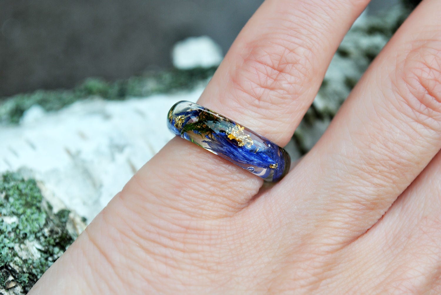 Blue Flower Ring Blue Cornflower Ring Flower Engagement Ring - Etsy Canada