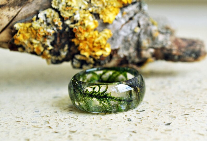 Real Moss Ring statement ring Nature resin green moss ring | Etsy