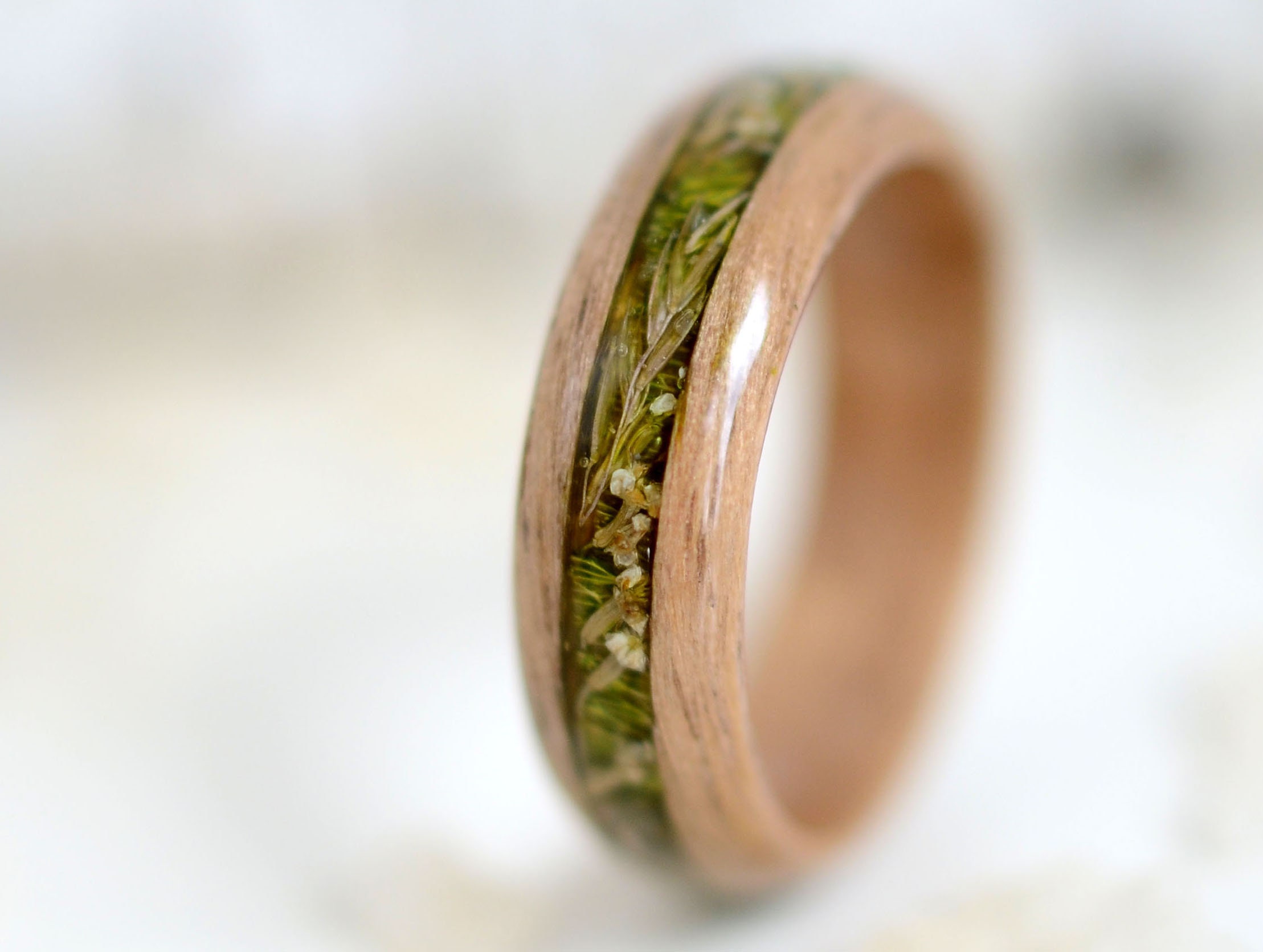 Wood nature wedding rings Engagement flower ring Light women | Etsy