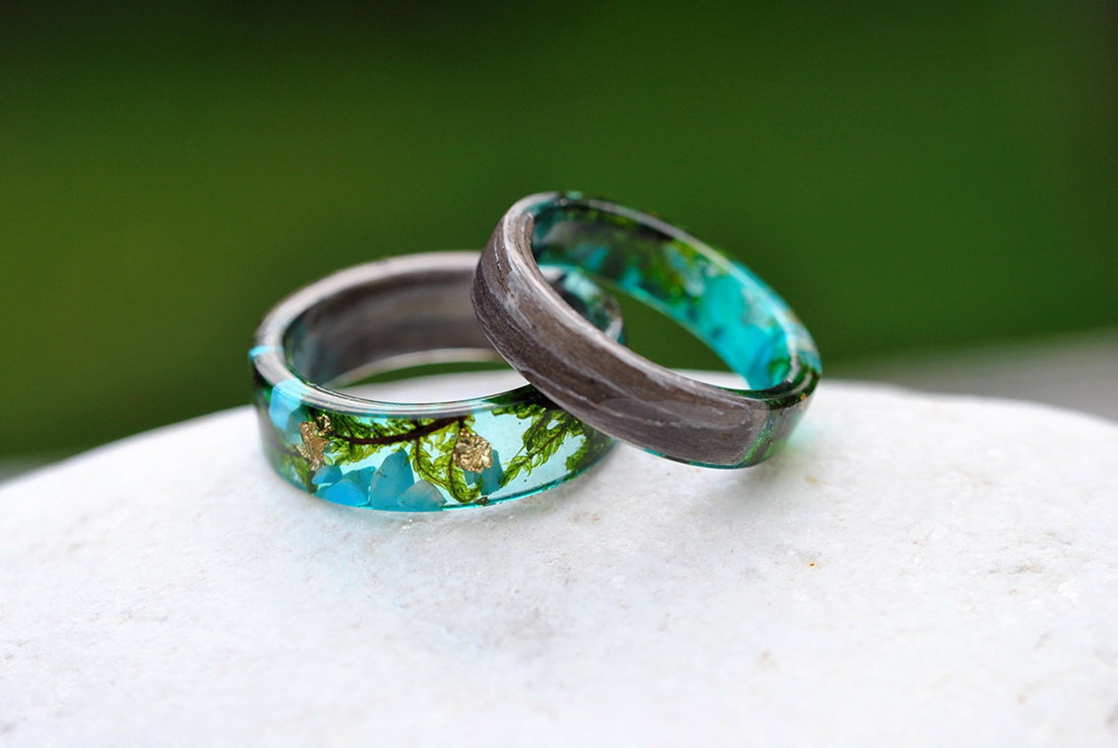 Forest Women Ring Wood Grass Resin Ring Women Nature Unique - Etsy