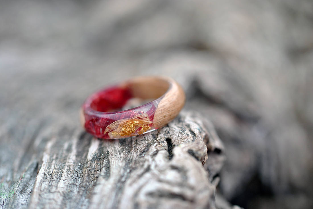 Wood resin rings flower resin rings mens resin rings resin | Etsy