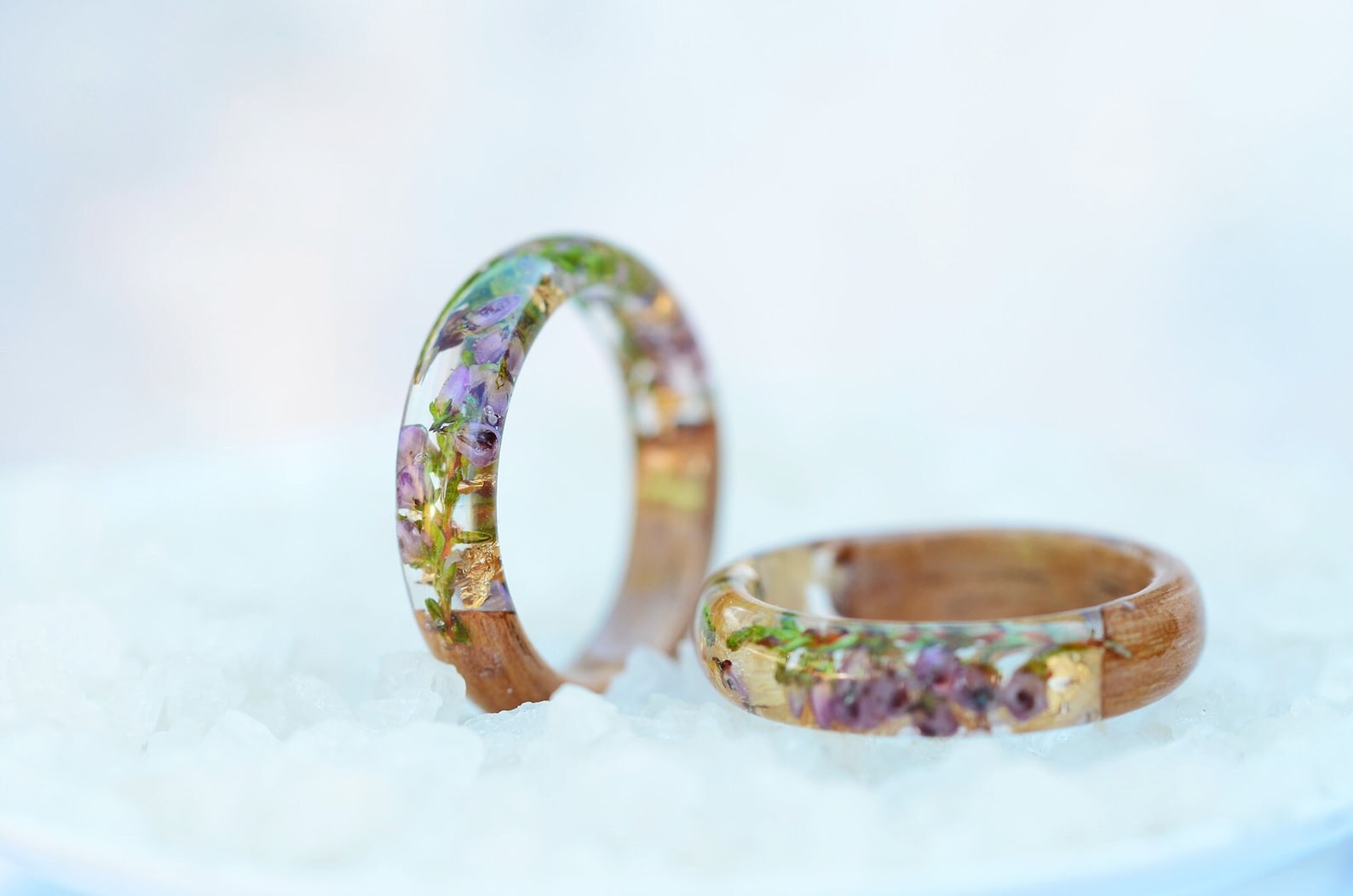 Forest Pink Heather Flower Ring, Wood Nature Wedding Ring, Real Heather ...