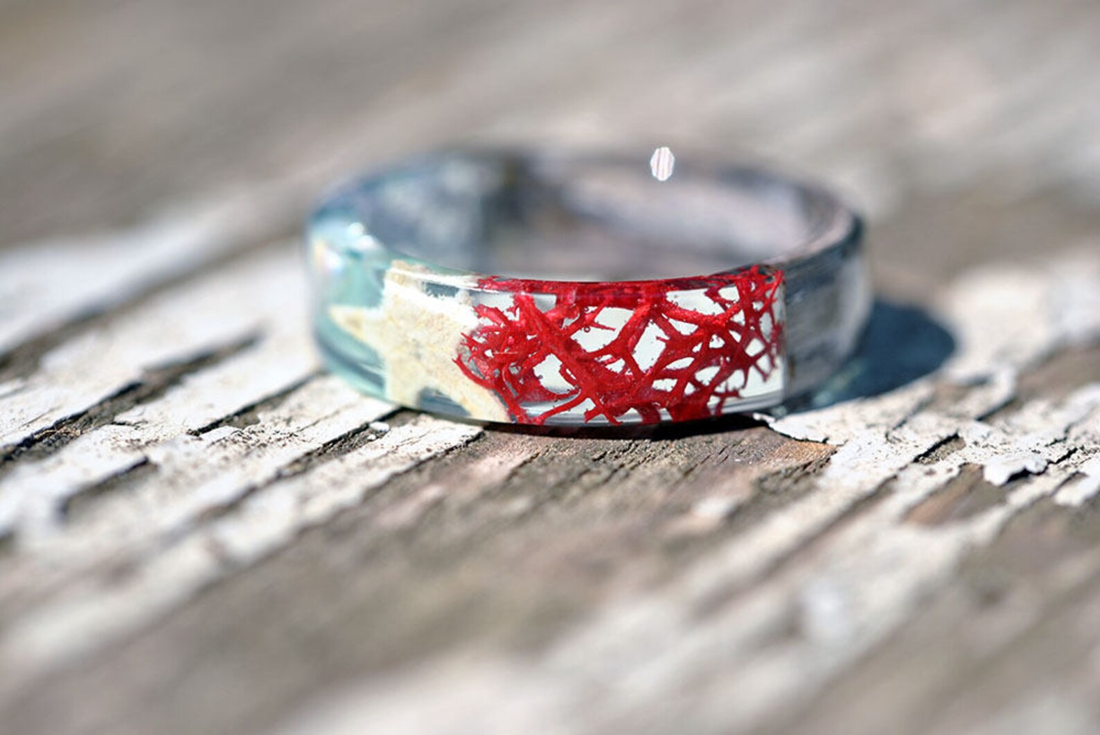 Ocean Resin Ring Mermaid Ring Algae Ring Summer Ring - Etsy