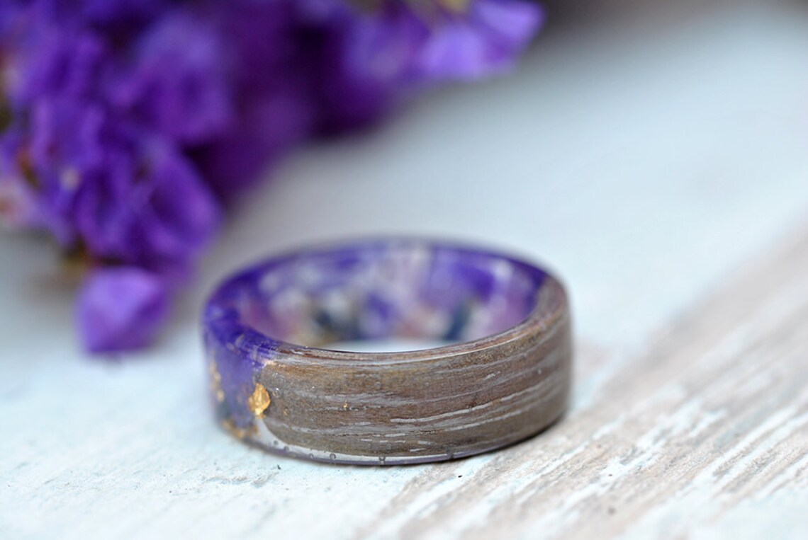 Lavender Resin Ring with Pressed Flowers Dried Lavender | Etsy