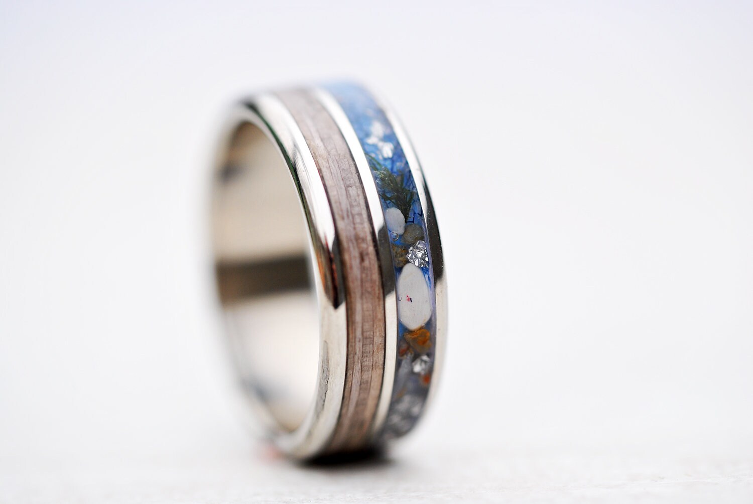 Titanium Engagement Ring Women With Flowers Ocean Titanium | Etsy