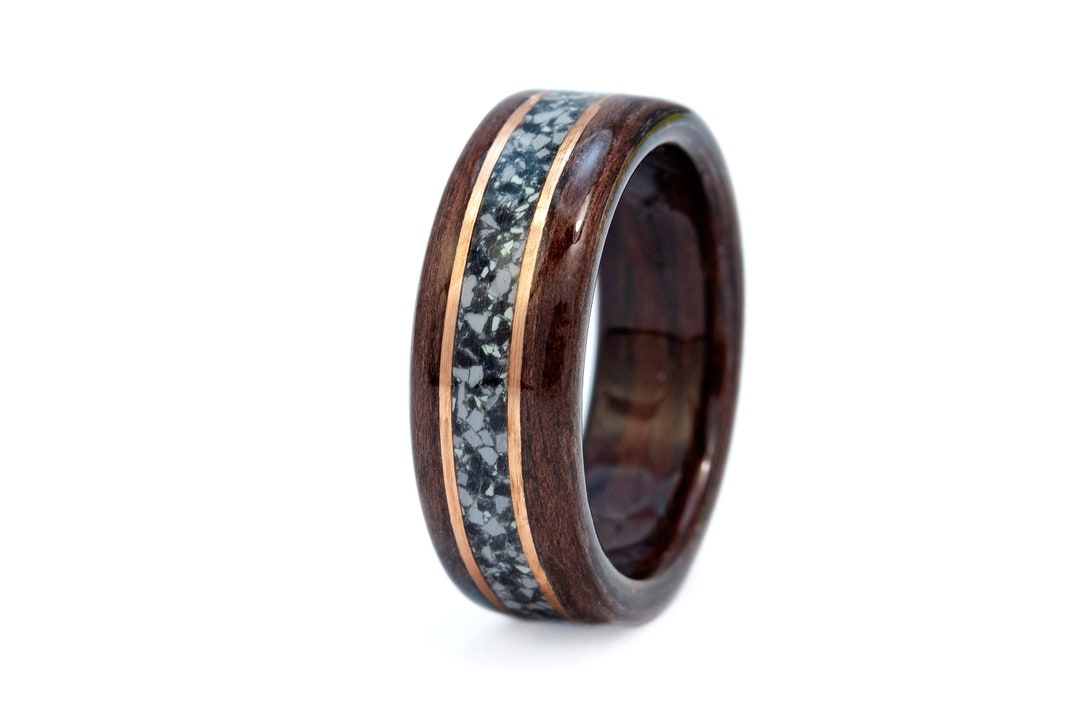 Wenge Ring With Black Agate. Natural Black Agate Stone Rings. Wenge ...