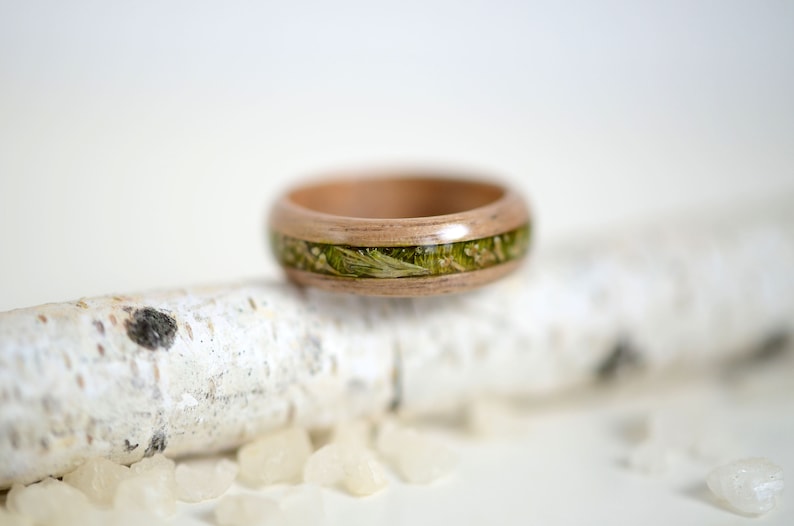 Wood nature wedding rings Engagement flower ring Light women | Etsy
