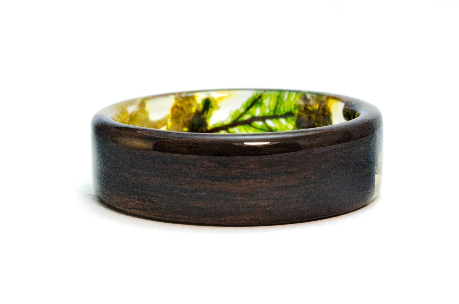 Mens Forest Ring With Wood and Moss Nature Wooden Wedding - Etsy