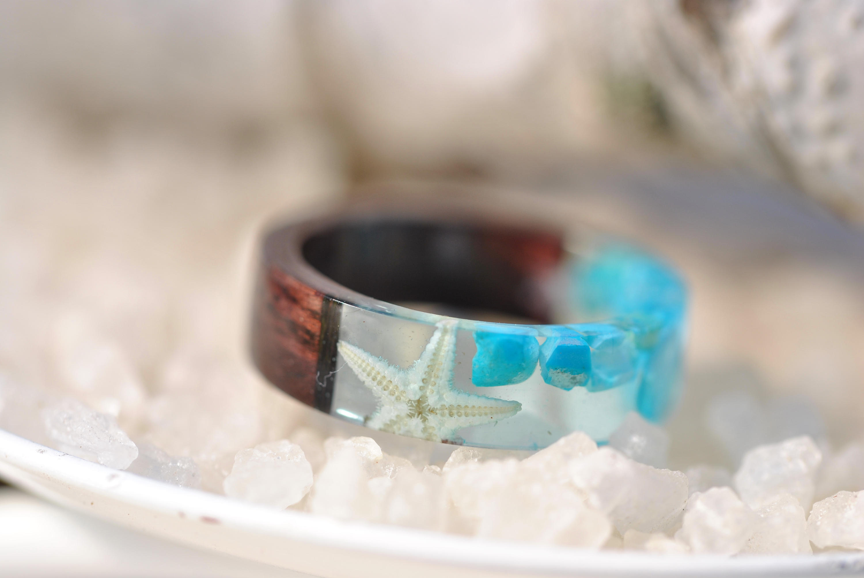 Ocean Resin ring Mermaid Ring Algae Ring Summer Ring | Etsy