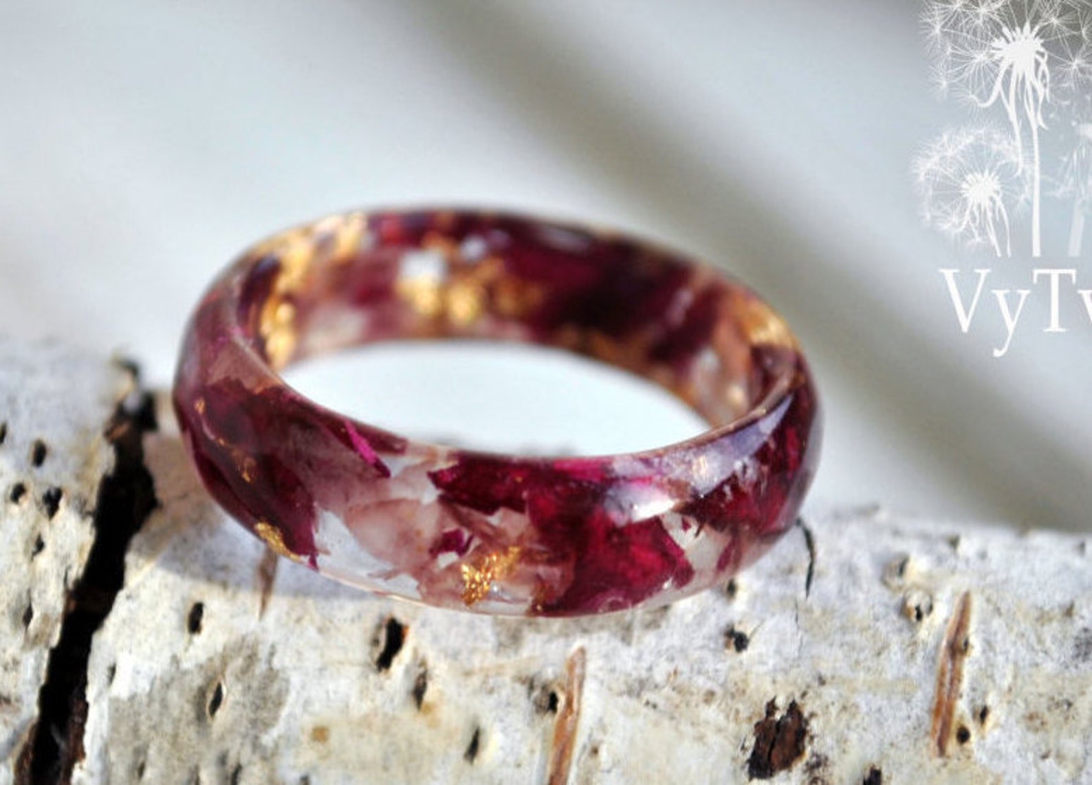 Botanical Ring Terrarium Ring Resin Rings Bohemian Ring Floral Wedding ...