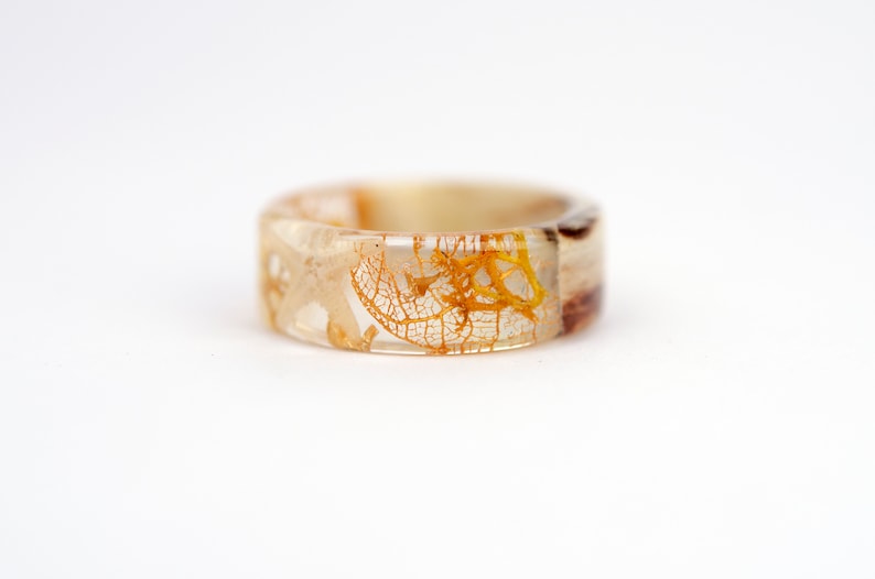 Resin Rings Gold Secret Wood Ring Wood Resin Ring Flower Resin - Etsy