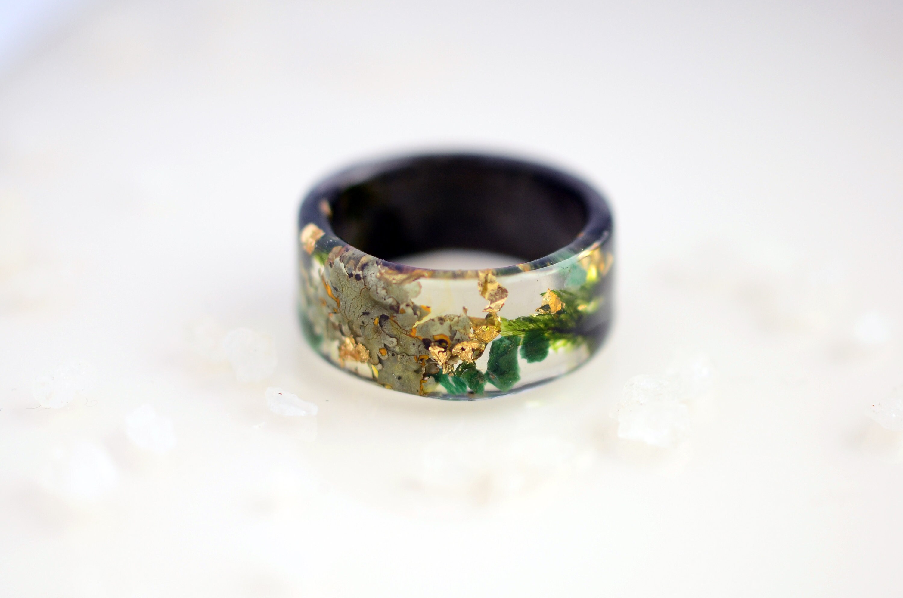 Forest Wood&resin Ring With Green Natural Stones Malachite | Etsy