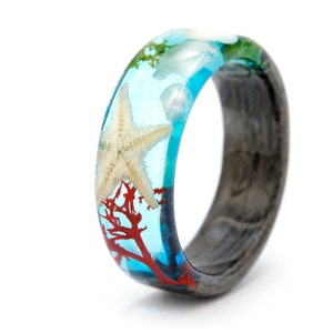 Ocean Resin Ring Mermaid Ring Algae Ring Summer Ring - Etsy