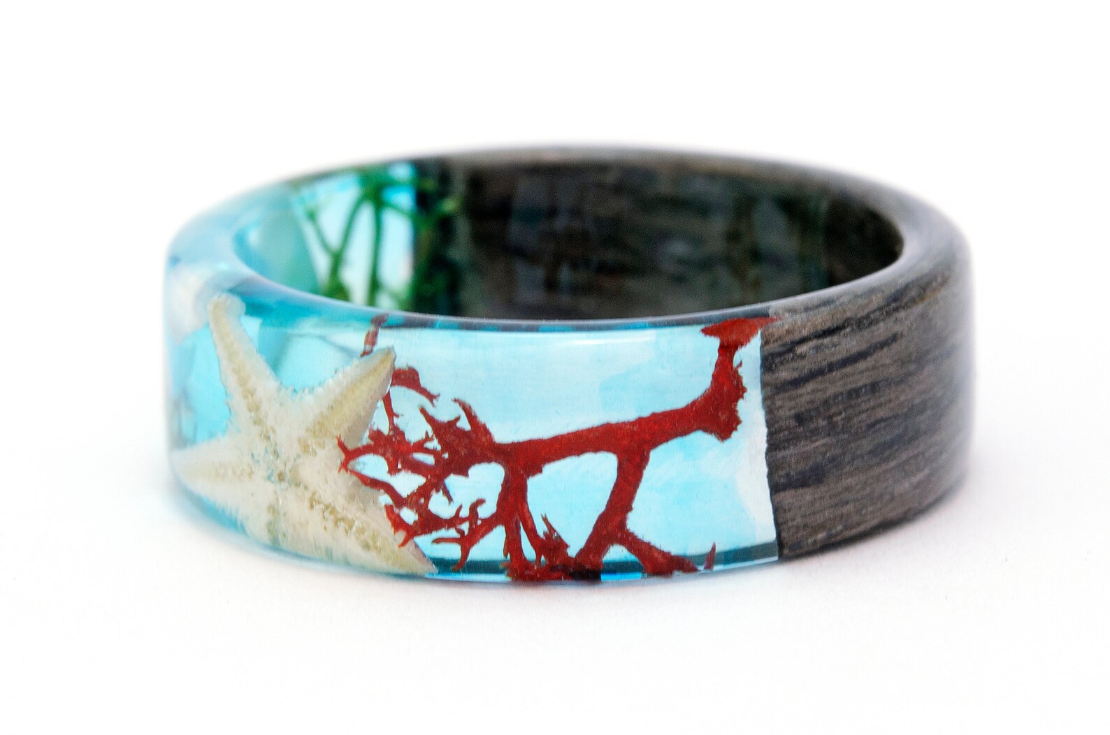 Ocean Resin Ring Mermaid Ring Algae Ring Summer Ring - Etsy