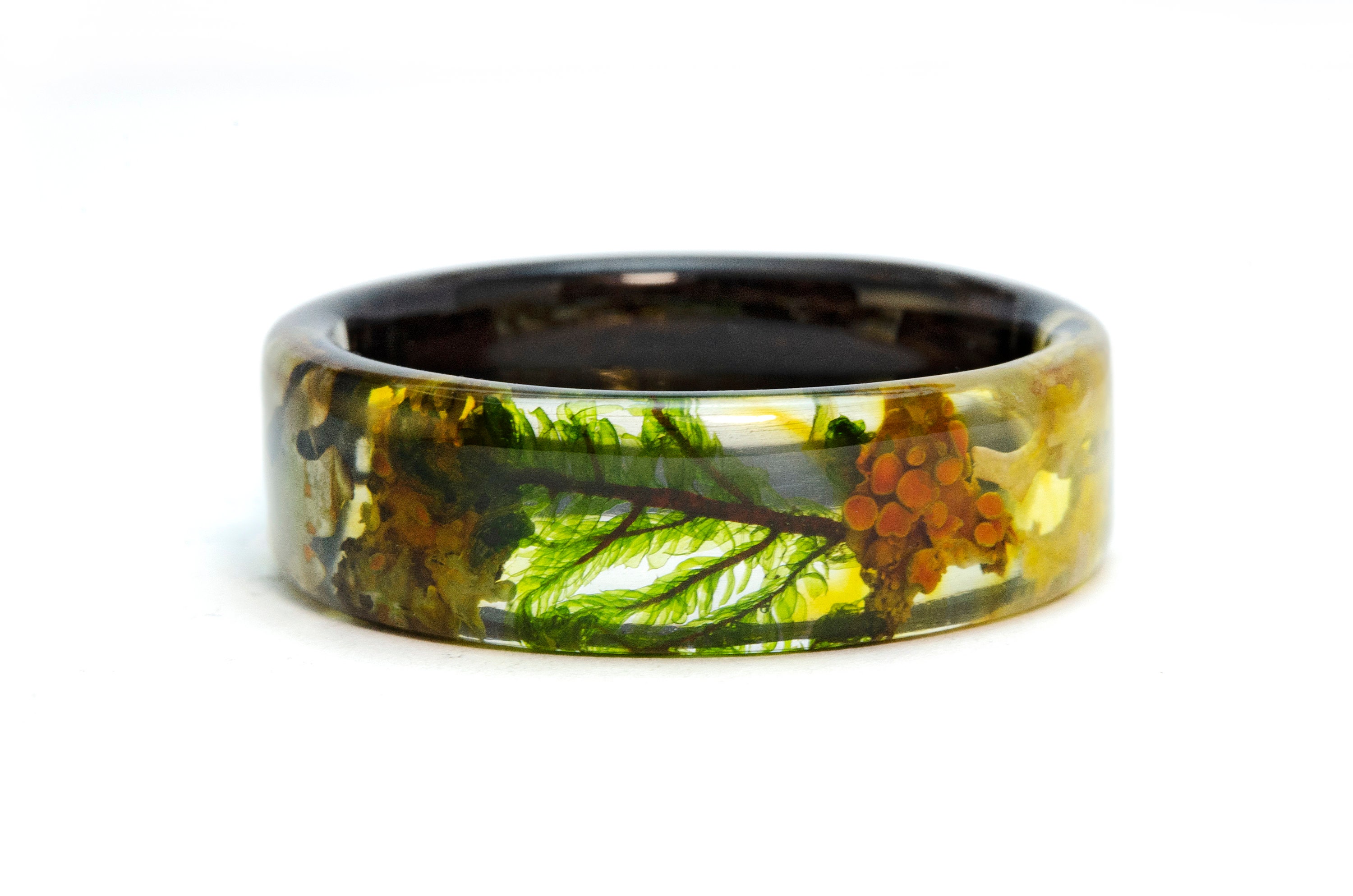 Mens Forest Ring With Wood and Moss Nature Wooden Wedding - Etsy