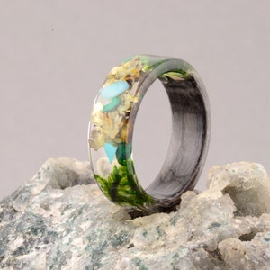 Forest Women Ring, Wood Grass Resin Ring, Women Nature Unique Rings ...