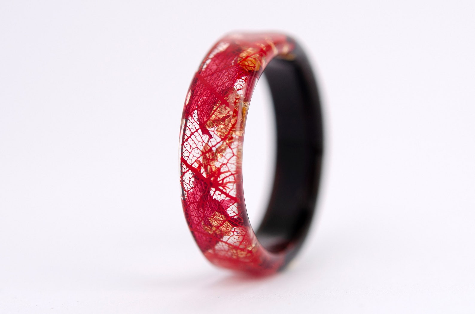 Red Resin Ring Wooden Wedding Ring Wood Jewelry Wooden | Etsy