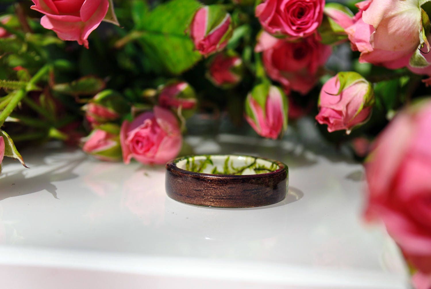 Resin Moss Rings Womens Wood Ring Forest Jewelry Nature Lover - Etsy