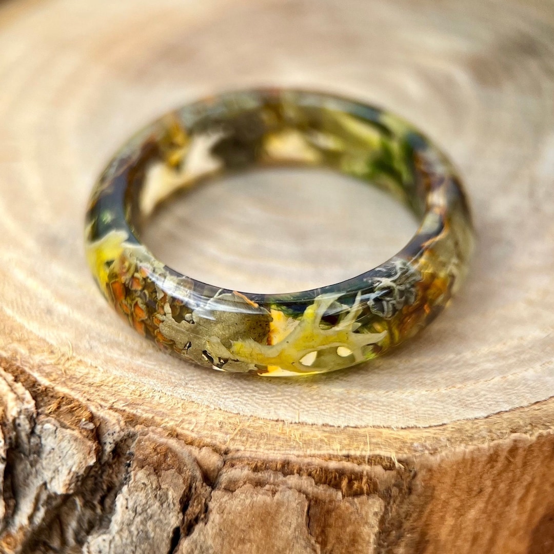 Moss Ring, Nature Inspired Resin Band, Woodland Ring, Nature Inspired ...