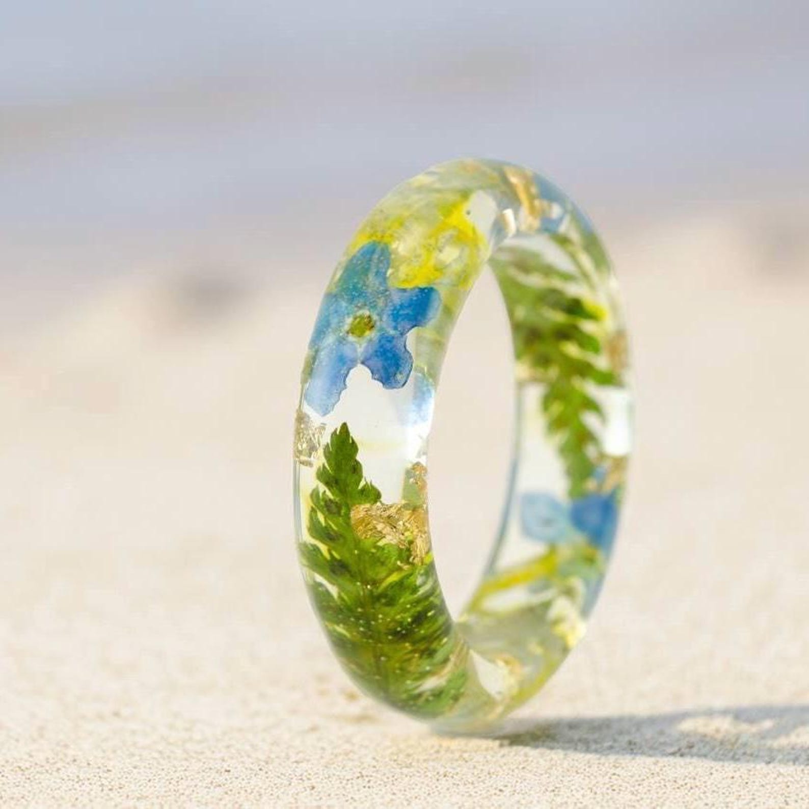 Forest Fern Ring, Fern Resin Ring, Forget-me-not Resin Ring,real ...