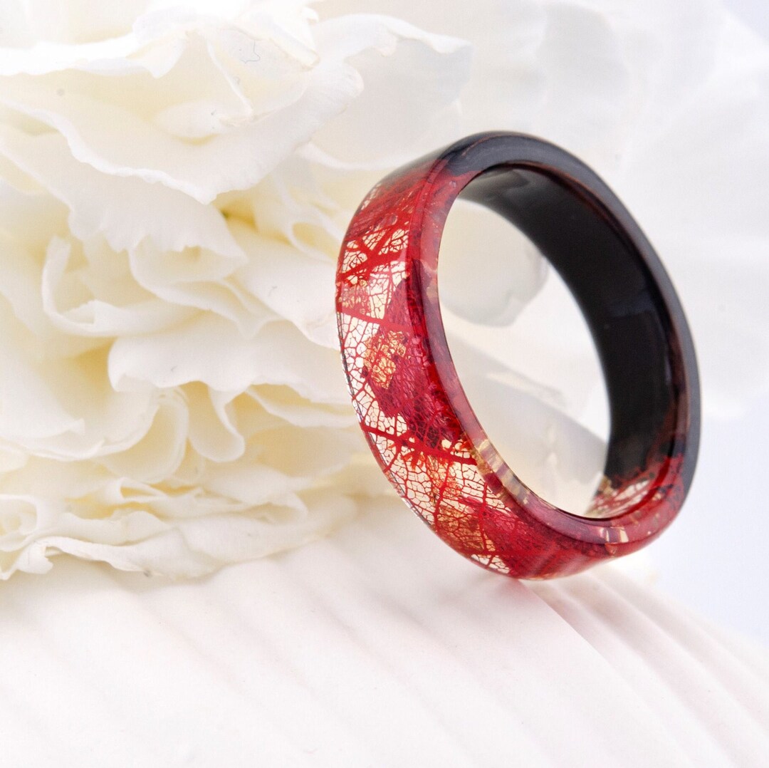 Red Resin Ring, Wooden Wedding Ring, Wood Jewelry, Wooden Ring, Wooden ...
