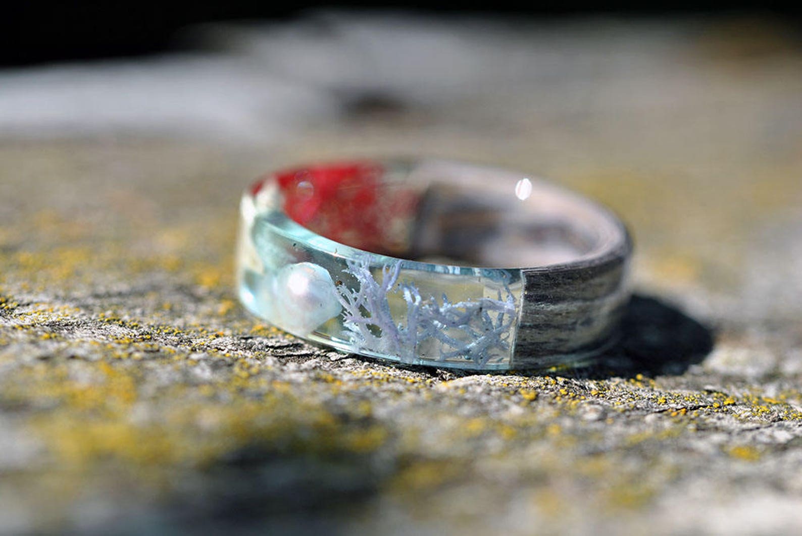 Ocean Resin Ring Mermaid Ring Algae Ring Summer Ring - Etsy