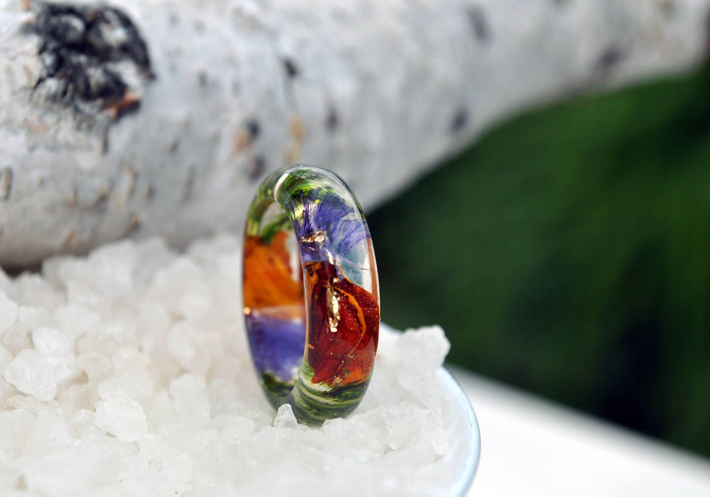 Real Moss Ring Nature resin green moss ring Engagement ring | Etsy