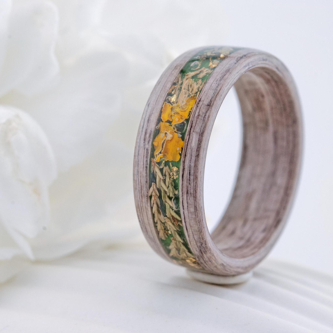Gray Poplar Ring, Wood Heather Ring, Heather Women Ring, Women Wood ...
