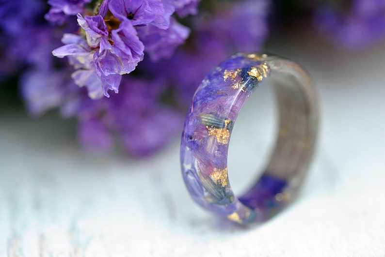 Lavender Resin Ring With Pressed Flowers Dried Lavender | Etsy
