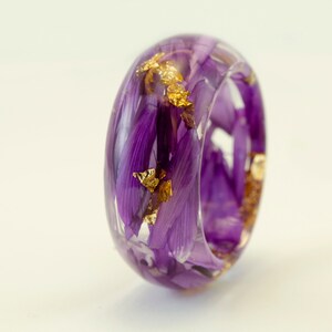 Violet Flower Resin Ring. Wedding Day Resin Ring With Purple Cornflower ...