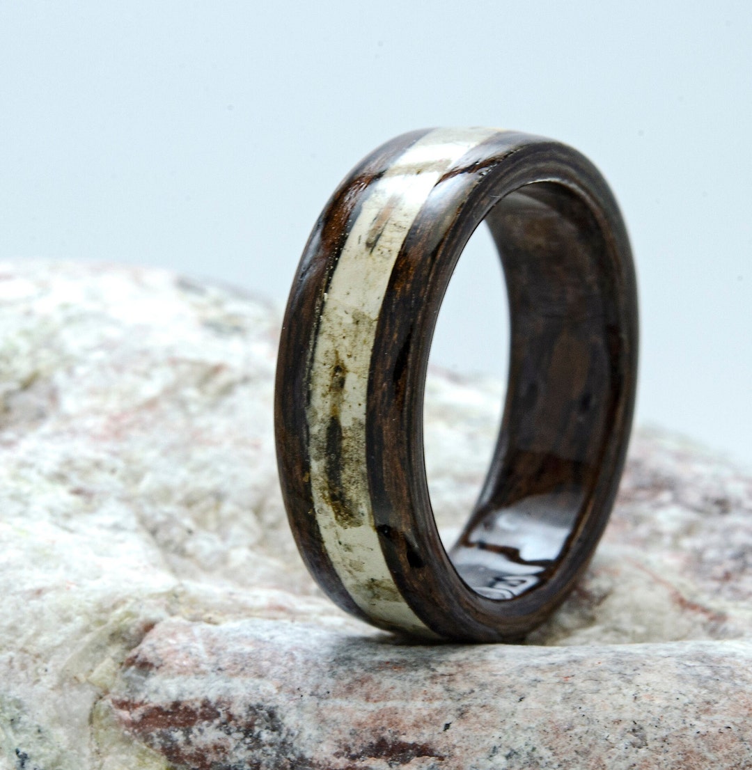 Men's Rustic Wedding Ring. Boho Mens Ring, Wenge Wood Ring, Forest Bark ...