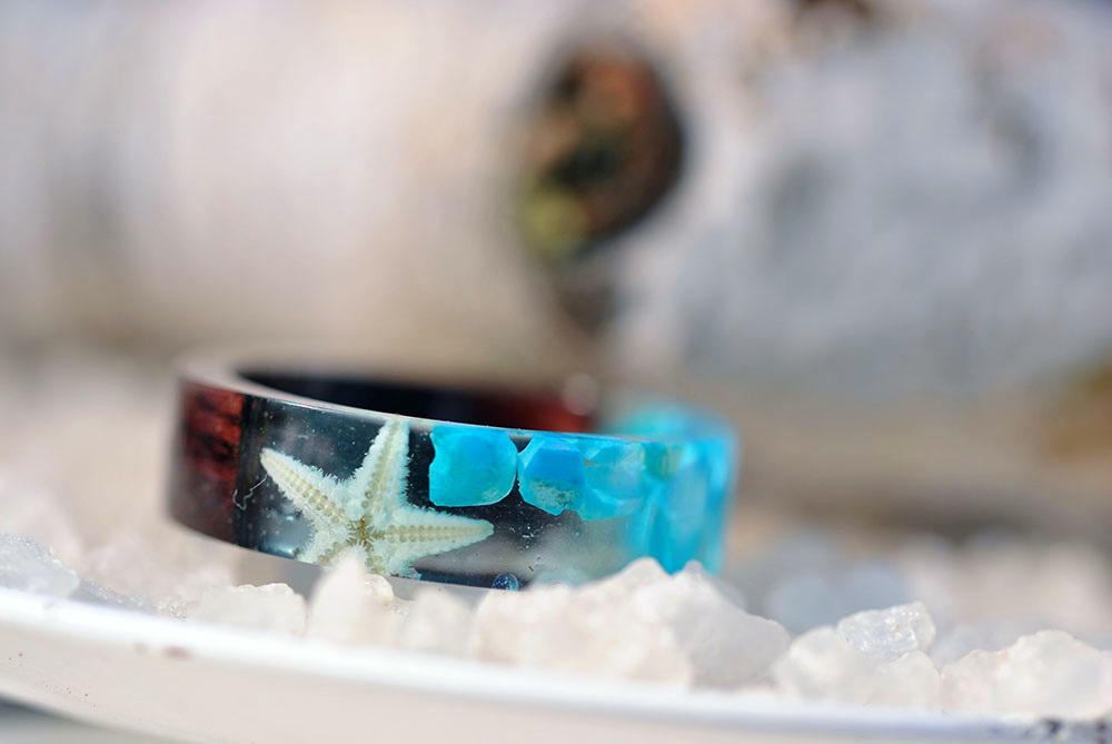 Ocean Resin ring Mermaid Ring Algae Ring Summer Ring | Etsy