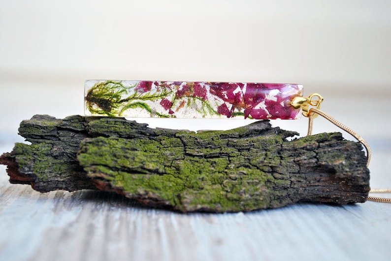 Nature Necklace Resin Necklace Nature Jewelry Moss - Etsy