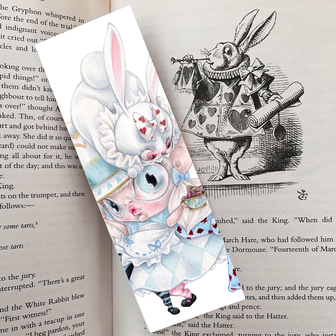 Bookmark Alice in Wonderland Pop Surrealism White Rabbit Lewis Carroll ...