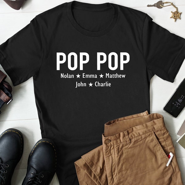Pop Pop Shirt With Grandkids Names - Etsy