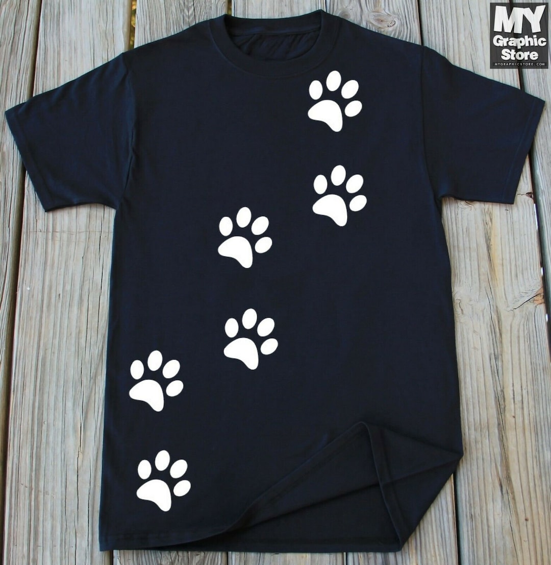 Paw Print T-shirt Dog Cat Paw Print Tee Animal Lover Shirt Animal Paw ...