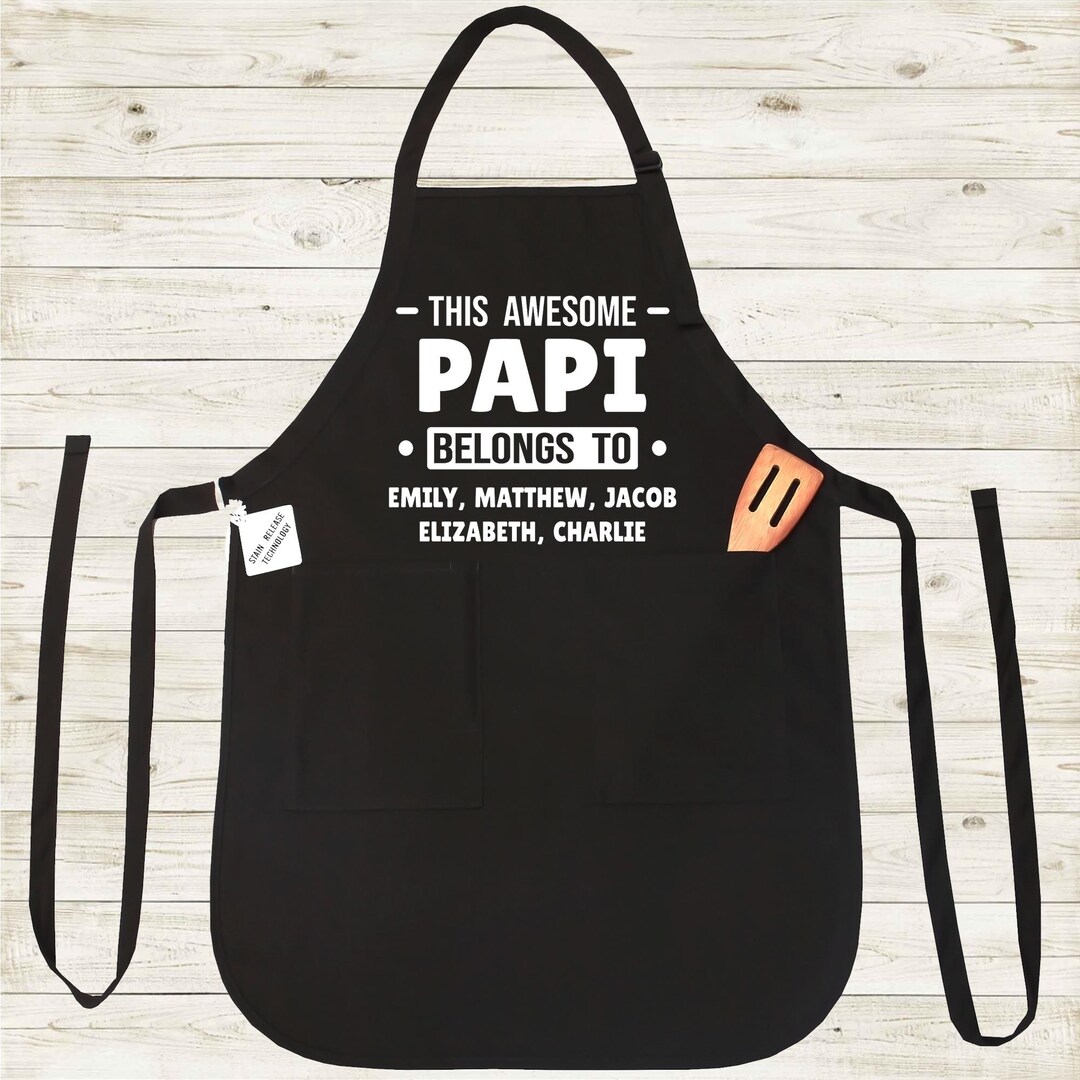 Papi Apron, Personalized Papi Apron, Apron for Papi, Papi Gift, Fathers ...