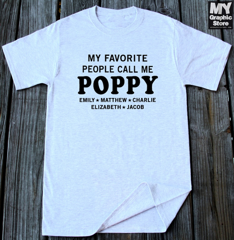 Personalized Poppy Shirt Fathers Day Gift Grand kids names - Etsy.de