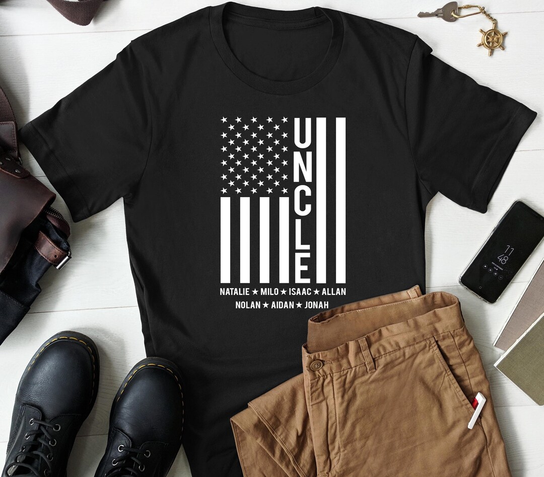 Custom Uncle Flag Shirt With Kids Names, Custom Uncle, Uncle T Shirt ...