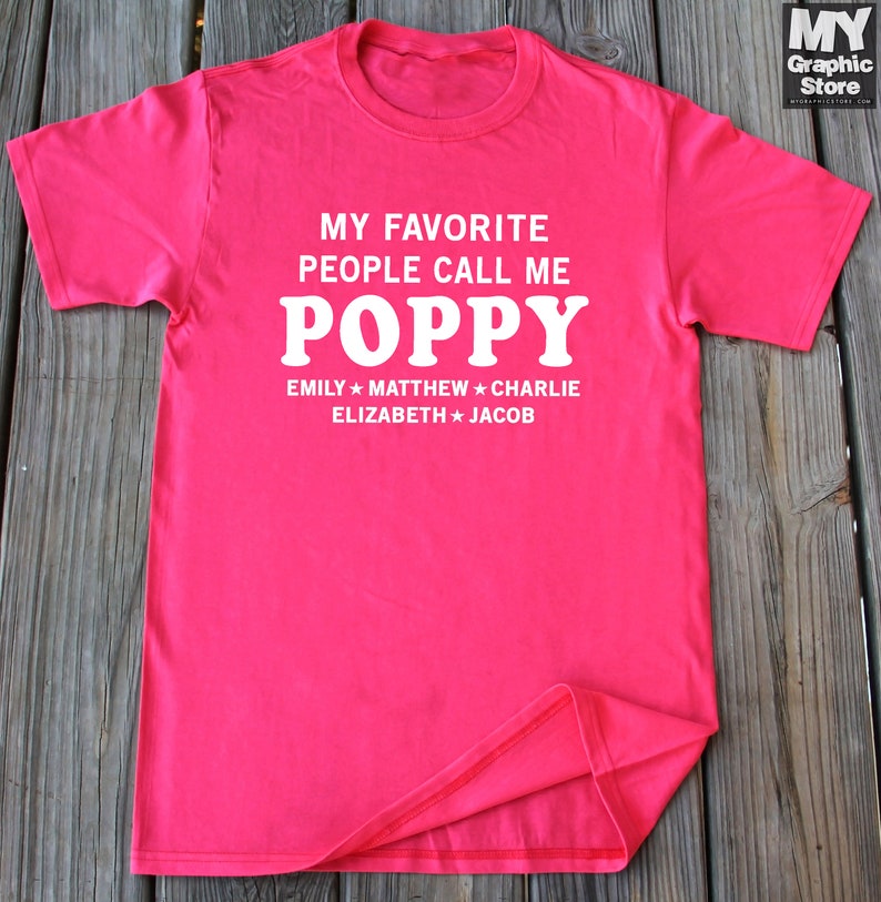 Personalized Poppy Shirt Fathers Day Gift Grand kids names - Etsy.de