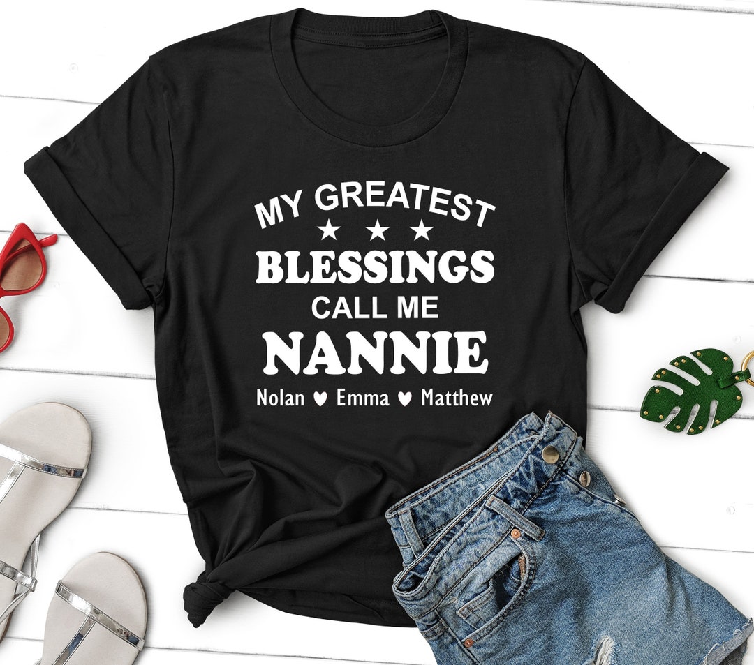 Nannie Shirt With Grandkids Names, Nannie Shirt, Nannie Gift, Mothers ...