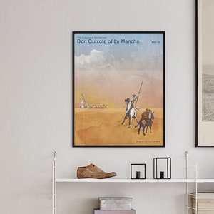 Cervantes Don Quixote - Large Literary Book Cover Poster, Literary Gift ...