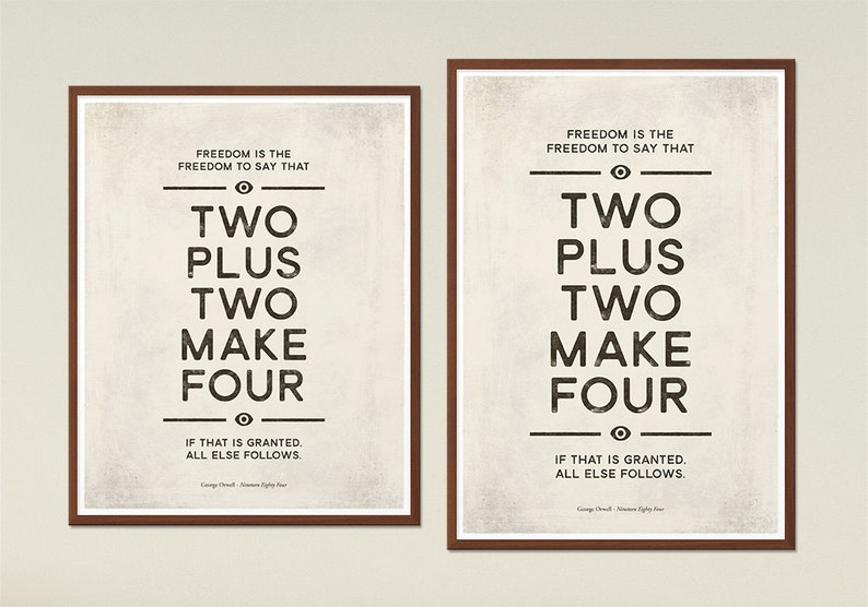 George Orwell 1984 Two Plus Two Medium Dystopian | Etsy