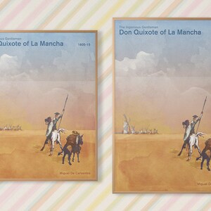 Cervantes Don Quixote - Medium Literary Book Cover Poster, Literary ...