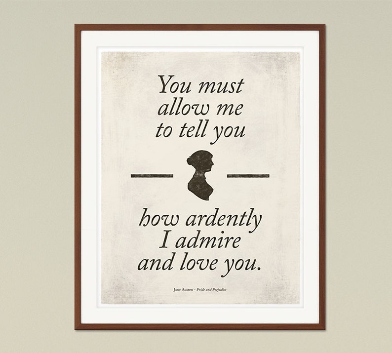 Jane Austen Pride and Prejudice Literary Quote Medium | Etsy